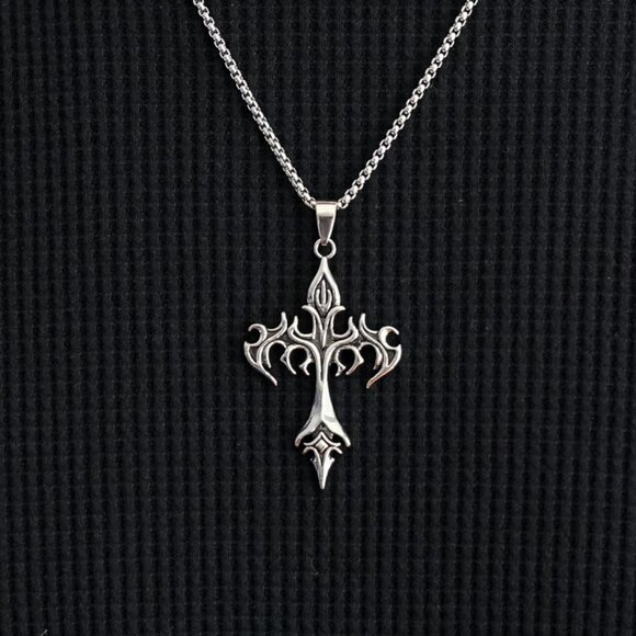 Accessories | Gothic Flame Y2k Silver Cross Pendant Necklace | Poshmark